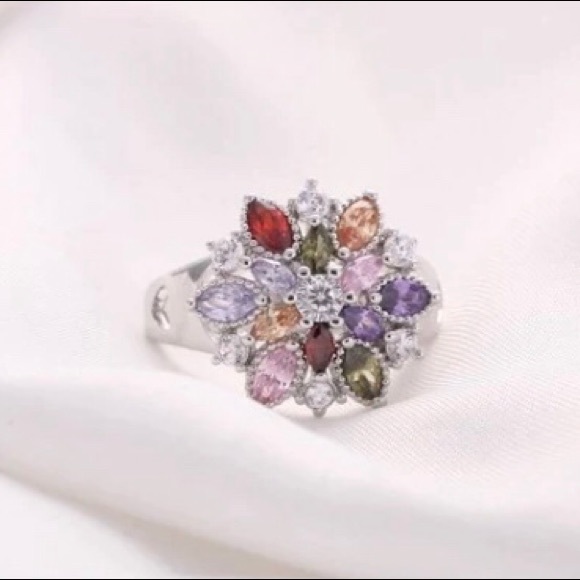 Jewelry | Sterling Silver Rainbow Flower Ring | Poshmark